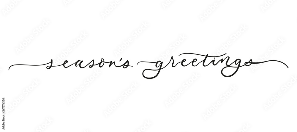 Season's greetings lettering greeting card isolated on white background ...