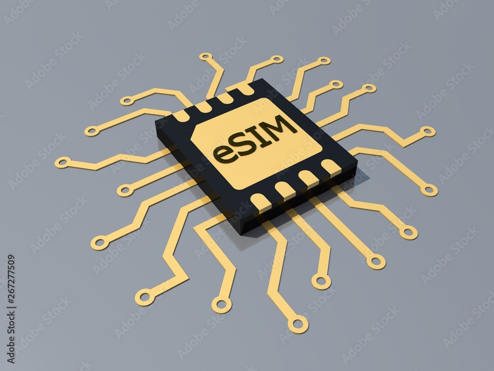 Embedded SIM. eSIM - electronic sim phone new mobile communication ...