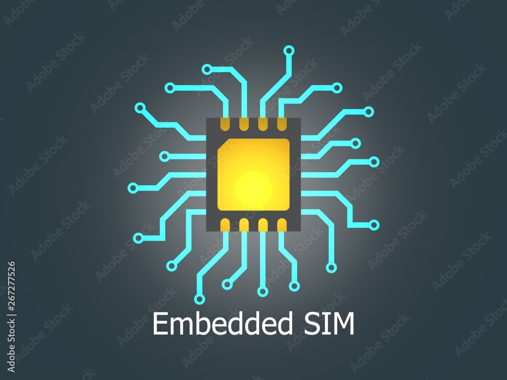 Embedded SIM. eSIM - electronic sim phone new mobile communication ...