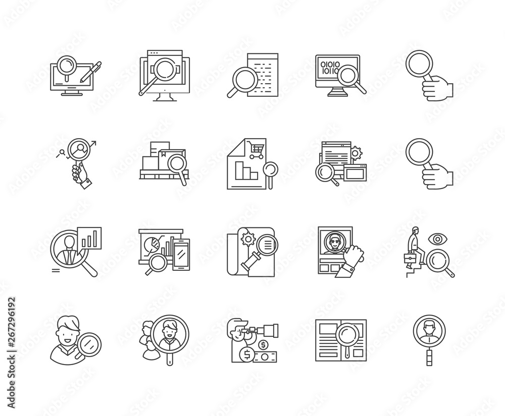 Assessment line icons, linear signs, vector set, outline concept ...