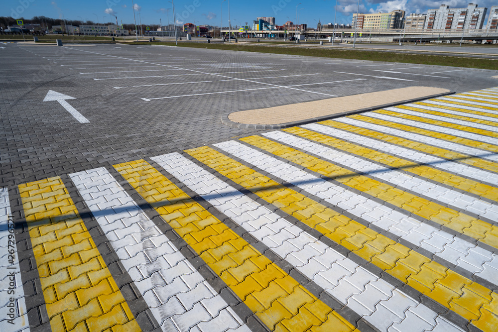 Open space with road signs and road markings, road intersections ...
