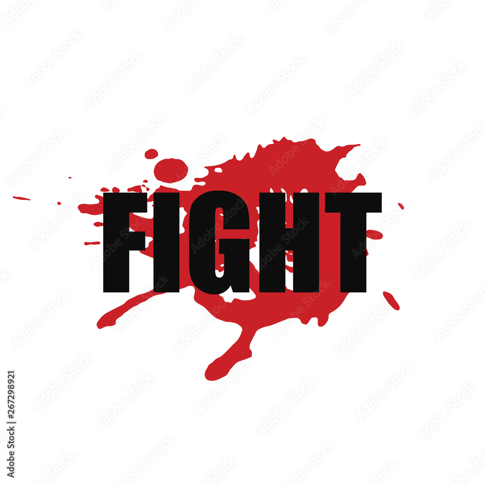 Fight - vector stylized font with japanese red ink stamp - hanko, and ...
