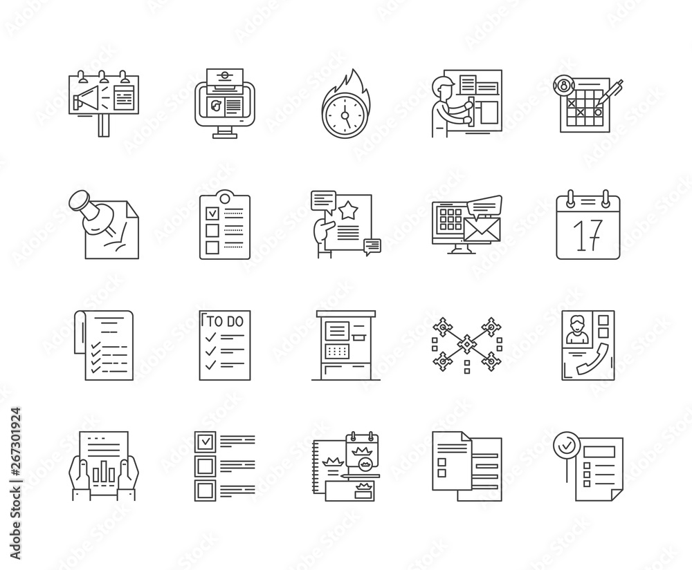 Event planner line icons, linear signs, vector set, outline concept ...