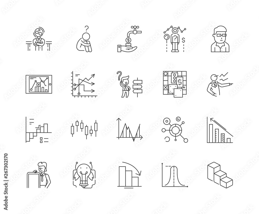 Failure analysis line icons, linear signs, vector set, outline concept ...