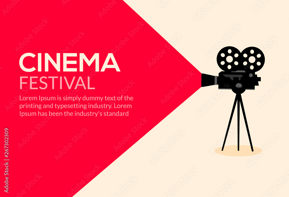 Cinema movie poster design. Vector film camera background retro ...