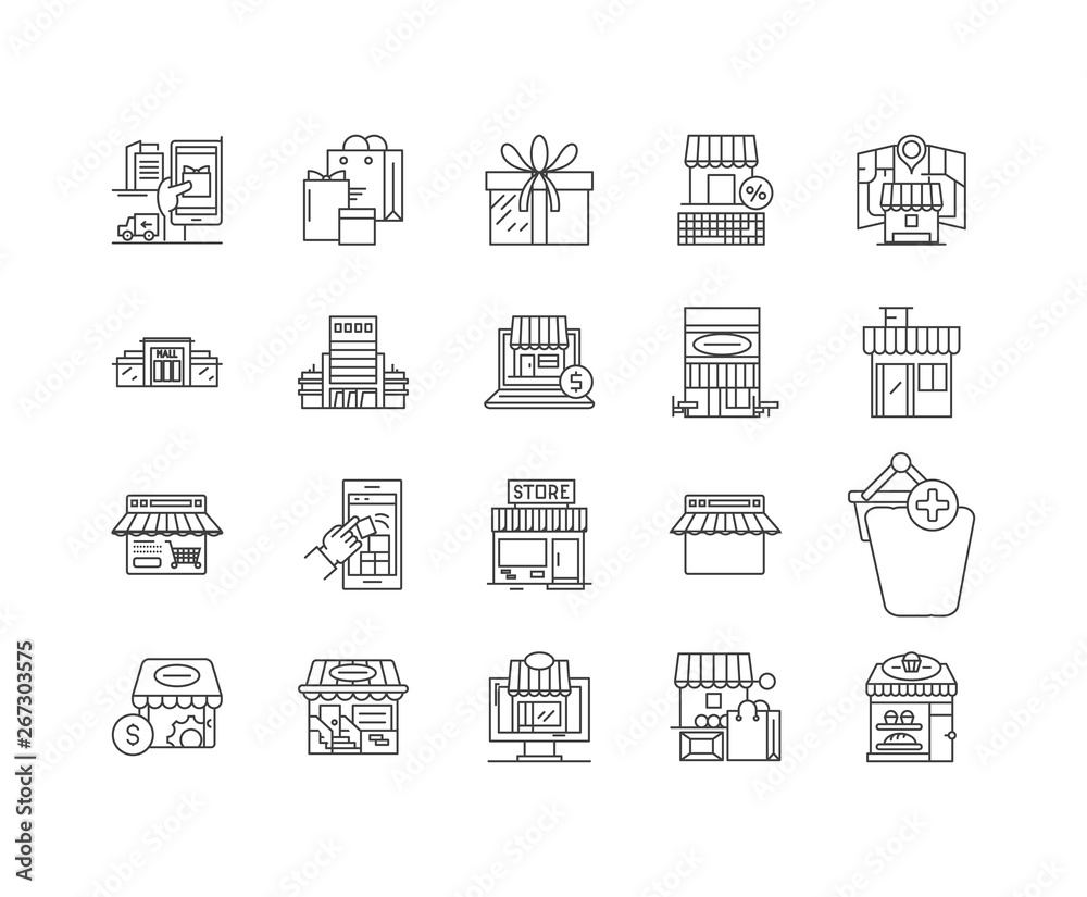 General store line icons, linear signs, vector set, outline concept ...
