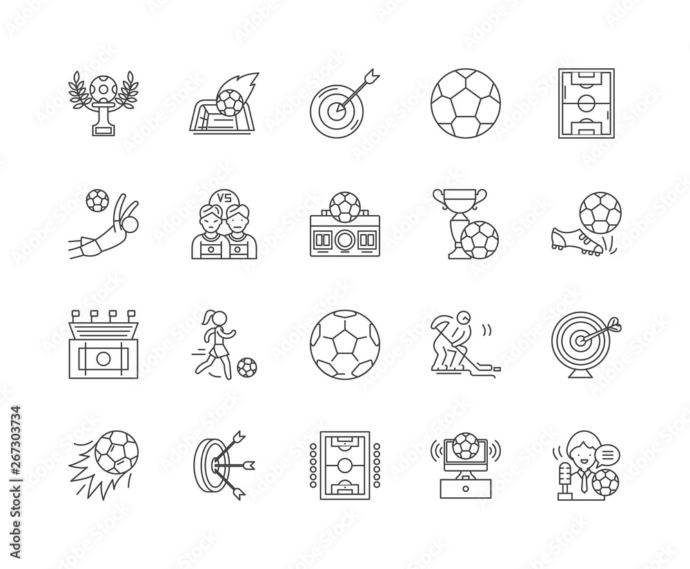 Goal line icons, linear signs, vector set, outline concept illustration ...
