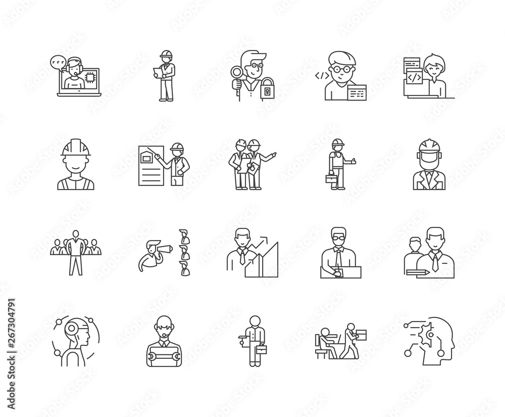 Inspection line icons, linear signs, vector set, outline concept ...