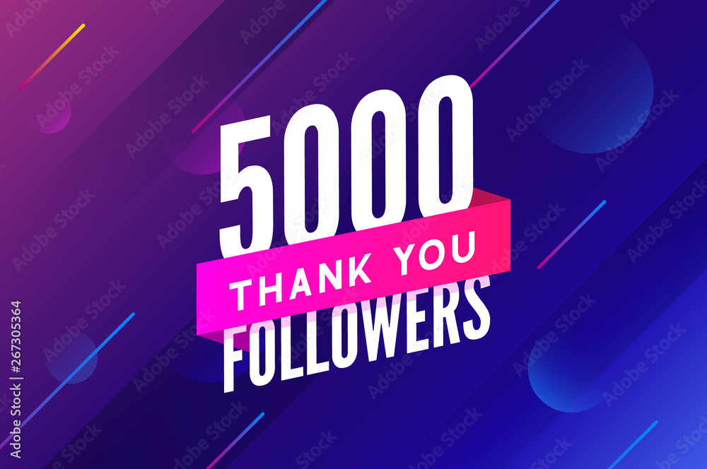 5000 followers vector. Greeting social card thank you followers ...