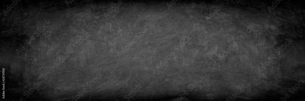 Blackboard chalkboard banner board with chalk texture. Panoramic header ...