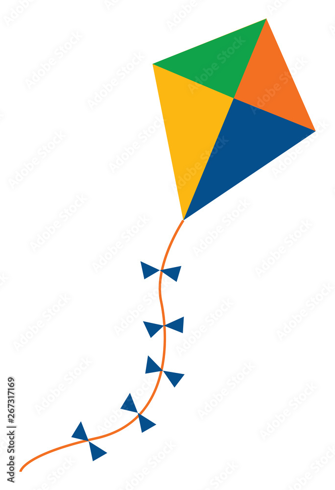 Kite with bows, vector or color illustration Stock Vector | Adobe Stock