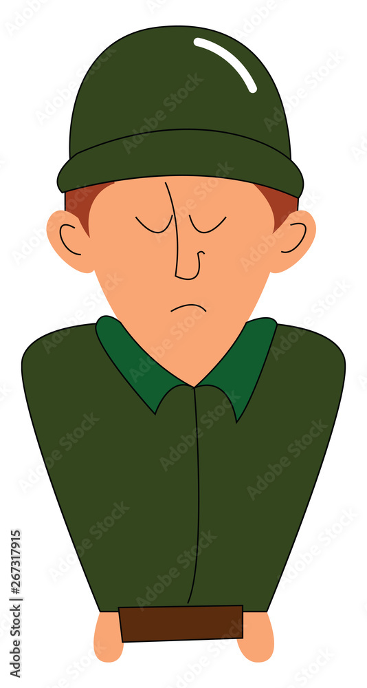 Emoji of the sad soldier, vector or color illustration Stock Vector ...