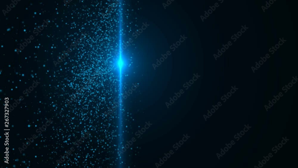 Light beam and many beautiful particles are in space, computer ...