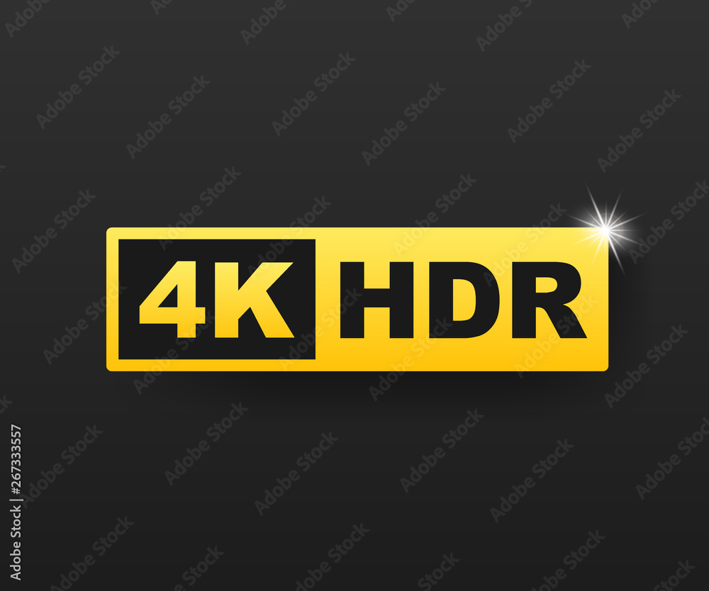 4K Ultra HD symbol, High definition 4K resolution mark, HDR. Vector ...