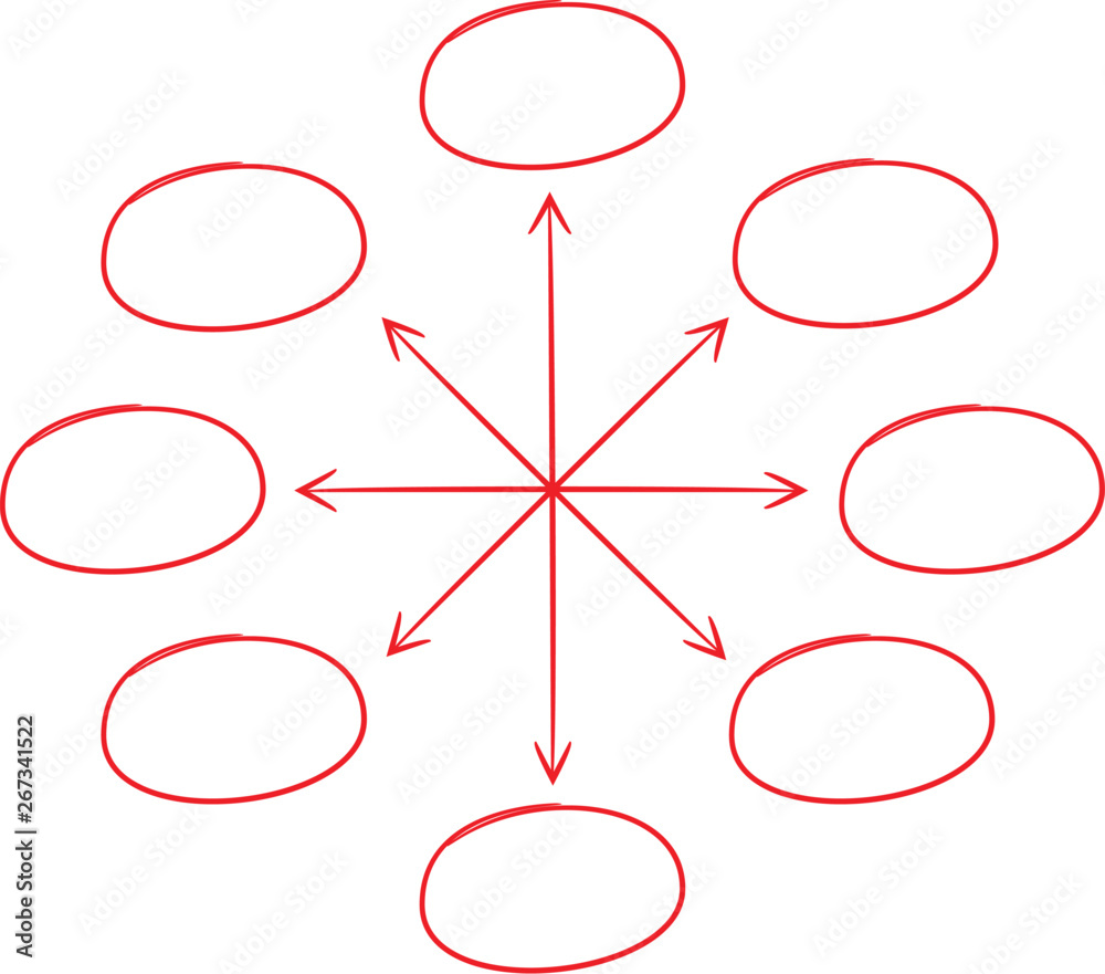 red hand drawn and sketch diagram template for presentation Stock ...