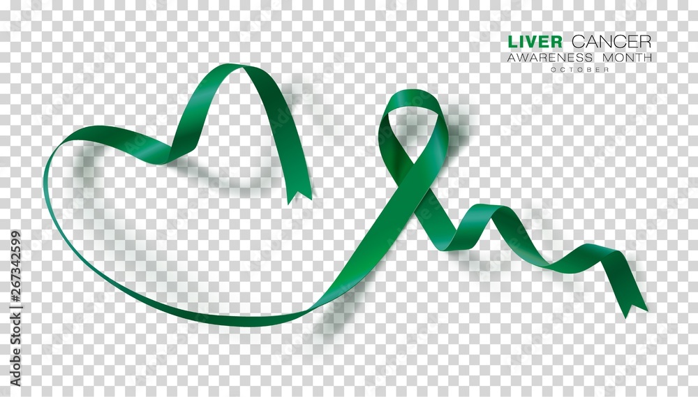 Liver Cancer Awareness Month. Emerald Green Color Ribbon Isolated On ...