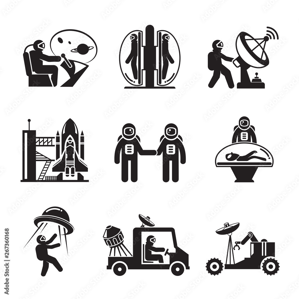 astronaut and space icons Stock Vector | Adobe Stock