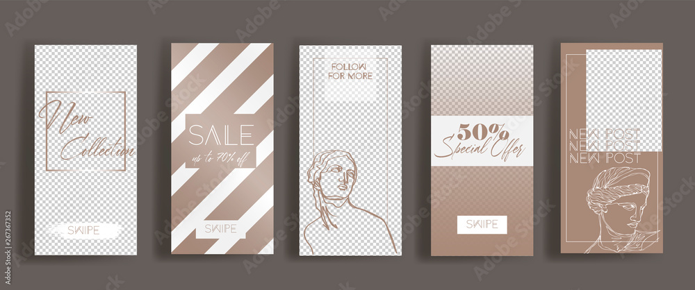 Set of instagram Templates.Vector Layout. Design backgrounds for social ...