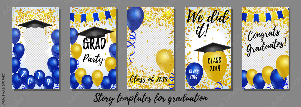 Graduation vector story templates for social networks Stock Vector ...