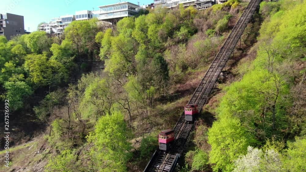 Video Stock Red cars of Pittsburgh's Duquesne Incline funicular on ...