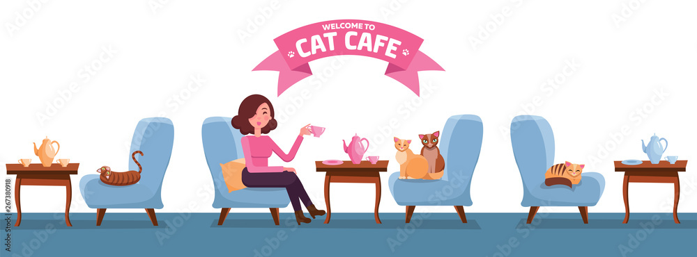 Fb Cover horizontal Web Banner Social Media Design for cat cafe ...