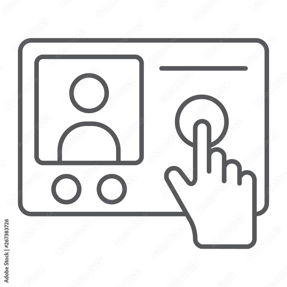 Intercom telephone thin line icon, communication and electronic, phone ...