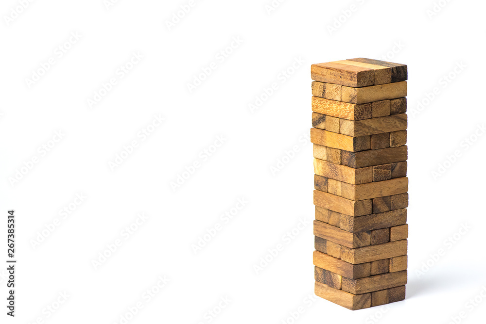 Poster The tower from wooden blocks from the top view, Jenga – Wall Art ...