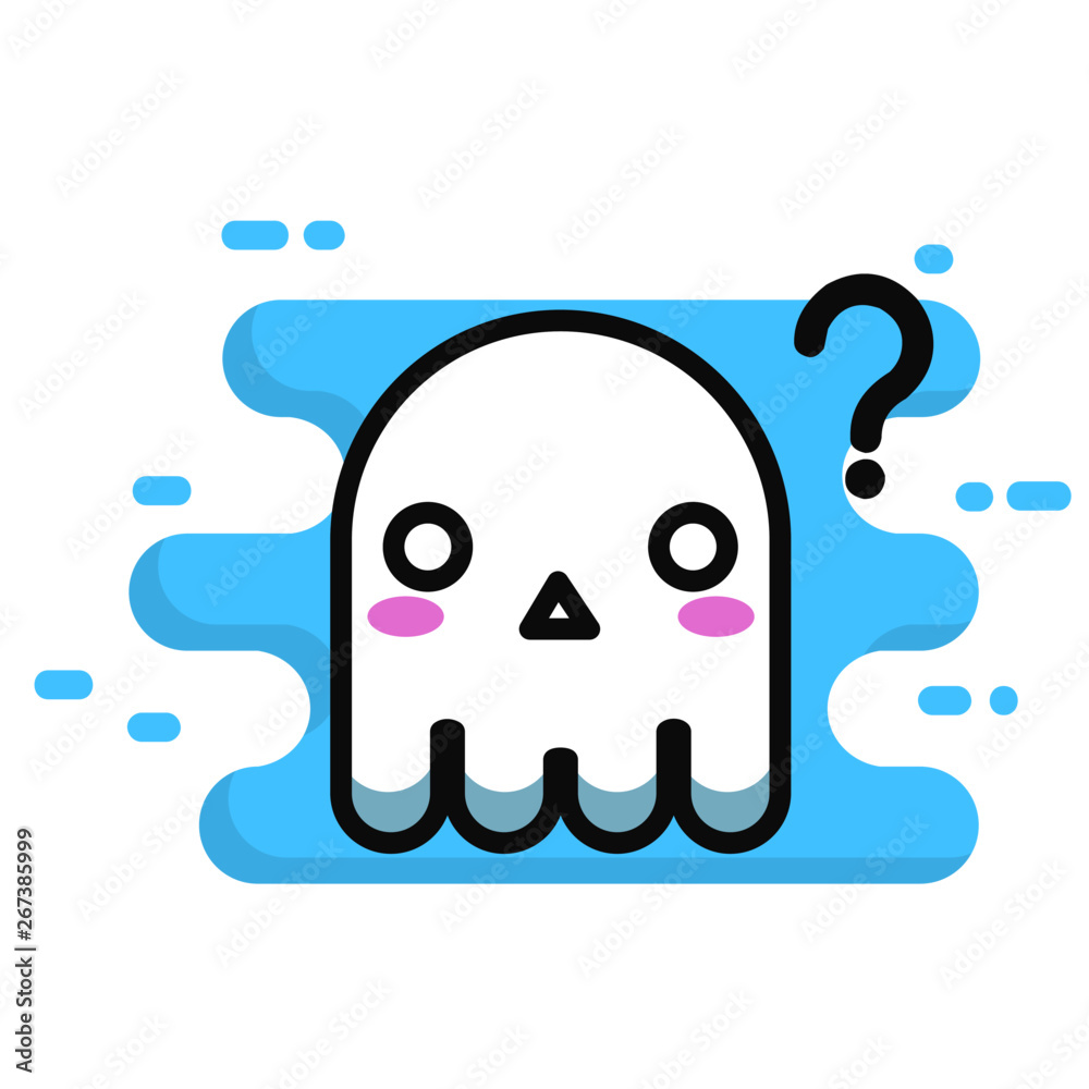 Cute white small ghost confused with question mark Stock Vector | Adobe ...