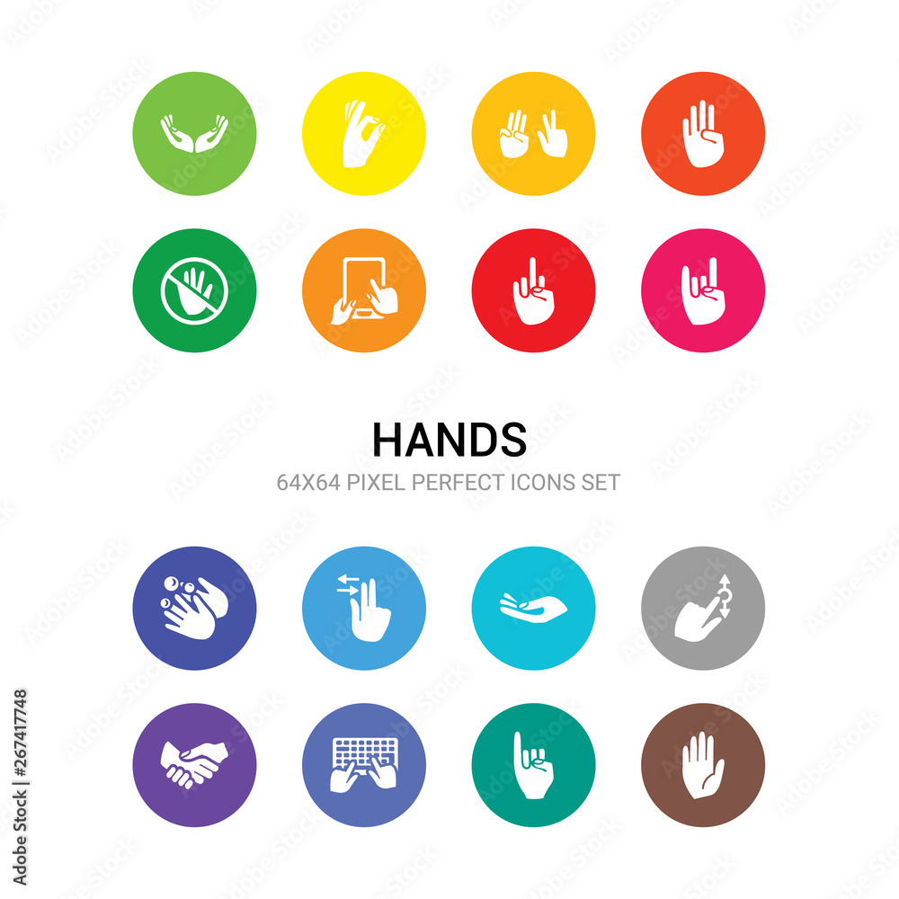 16 hands vector icons set included hand stop, hand swear, hands and ...