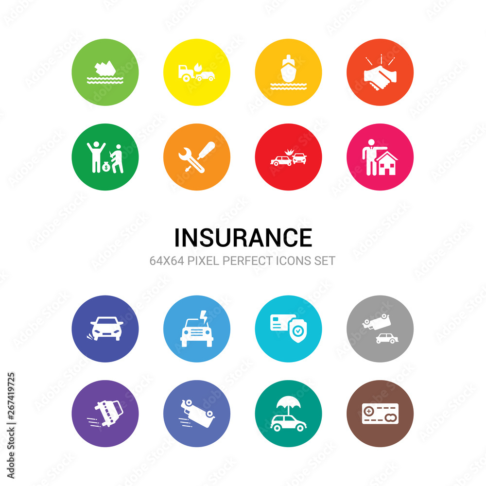 16 insurance vector icons set included medical insurance, moving ...
