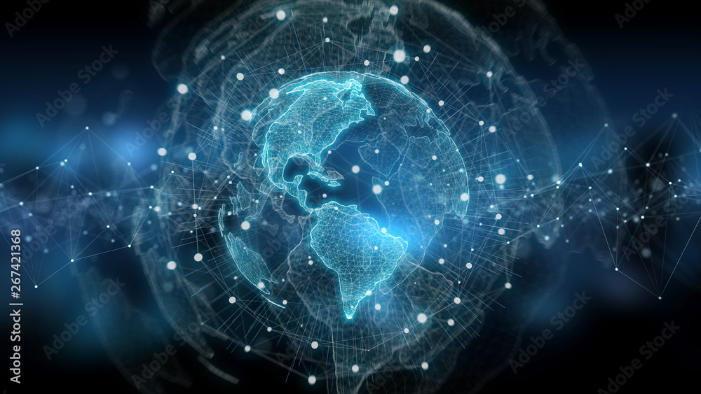 Global network blue background 3D rendering Stock Illustration | Adobe ...