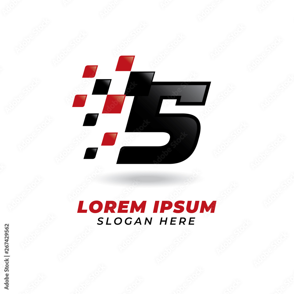 Number five 5 racing icon symbol design. racing number logo design ...