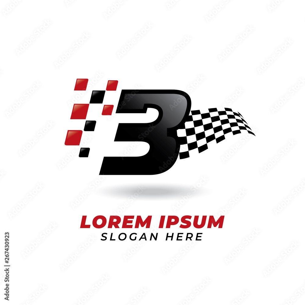 Number three 3 racing icon symbol design. racing number logo design ...