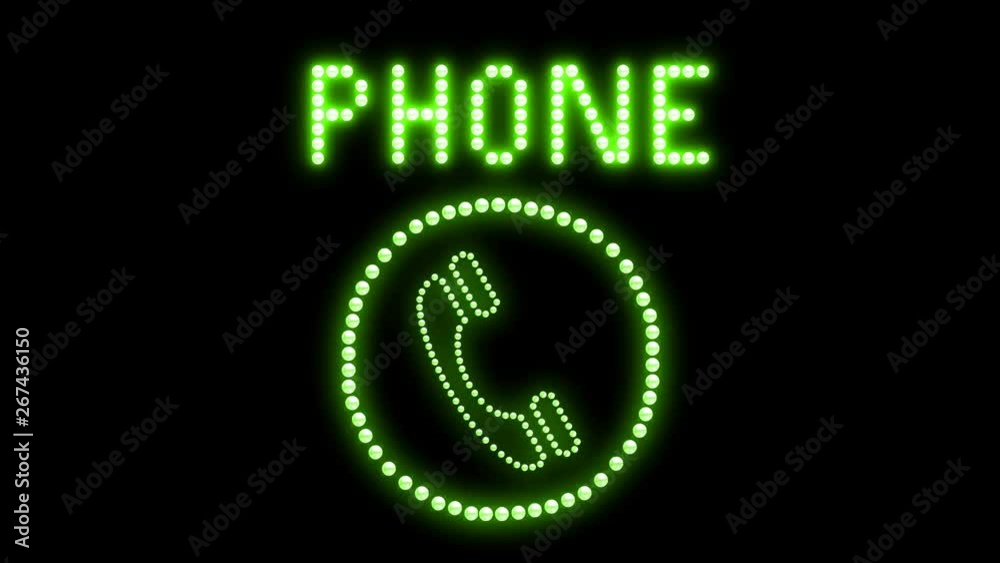Phone Text sign Seamless Loop animation bulbs LED pixels, light ...