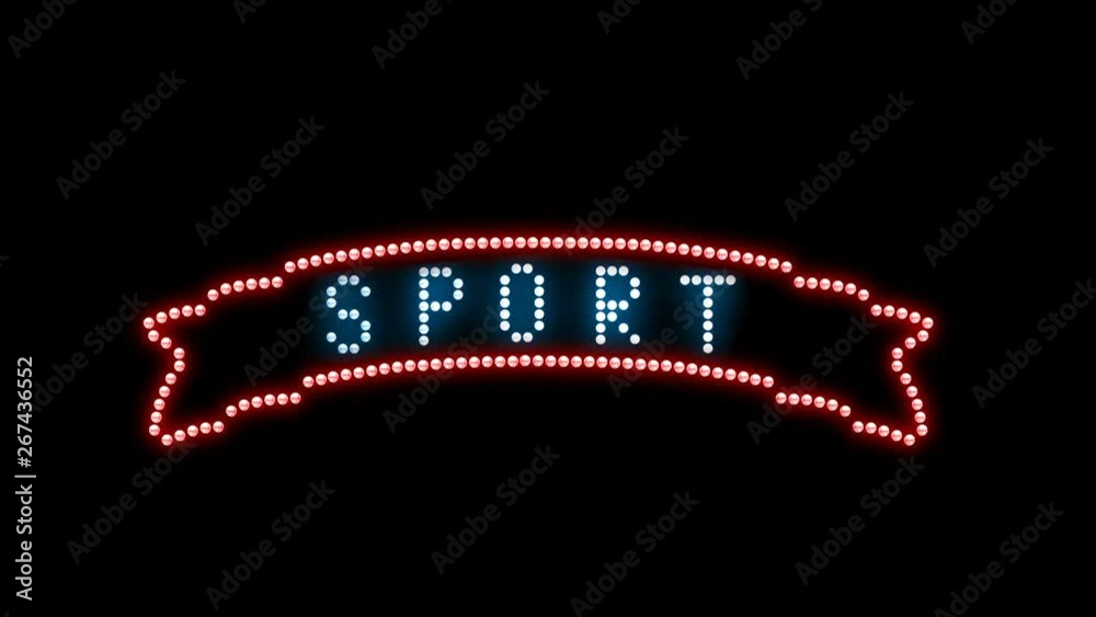 Sport Text sign Loop animation bulbs LED pixels, light flashing ...