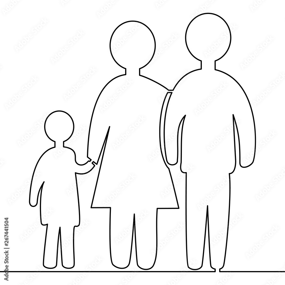 Continuous one line drawing family vector concept Stock Vector | Adobe ...