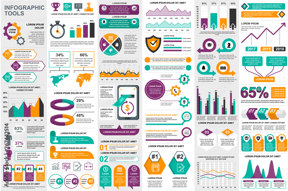 Infographic elements data visualization vector design template. Can be ...