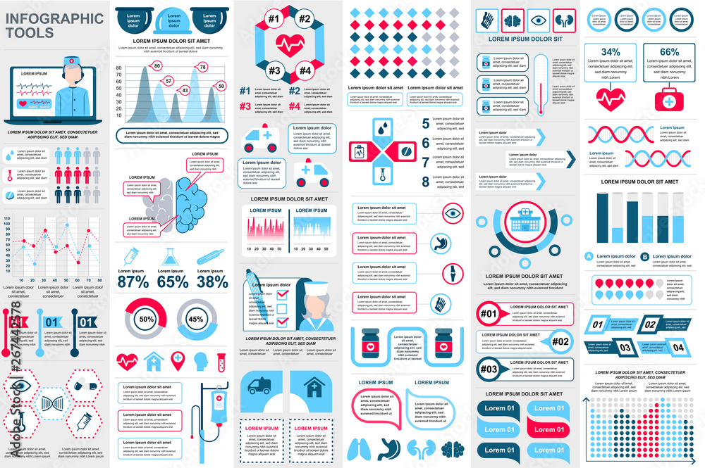 Medical infographic elements data visualization vector design template ...