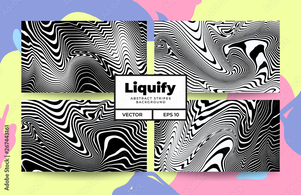 Abstract swirl liquify line pattern collection. background template for ...