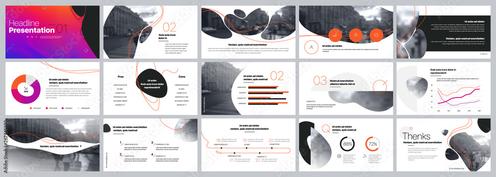 Presentation template. Elements for slide presentations on a white ...