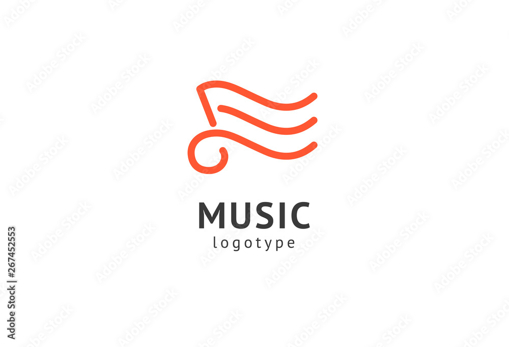 Vector illustration, Graphic Design Note web logotype. Abstract music ...