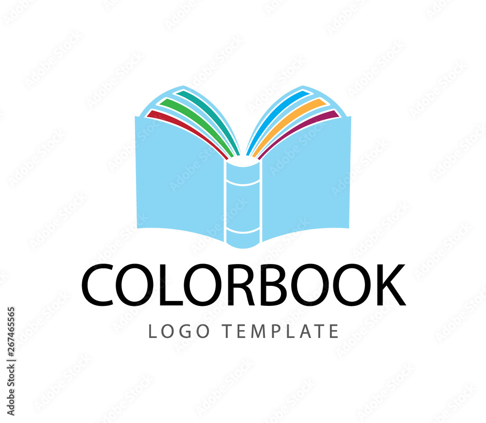 standing and opened book of knowledge with colorful sheet vector logo ...
