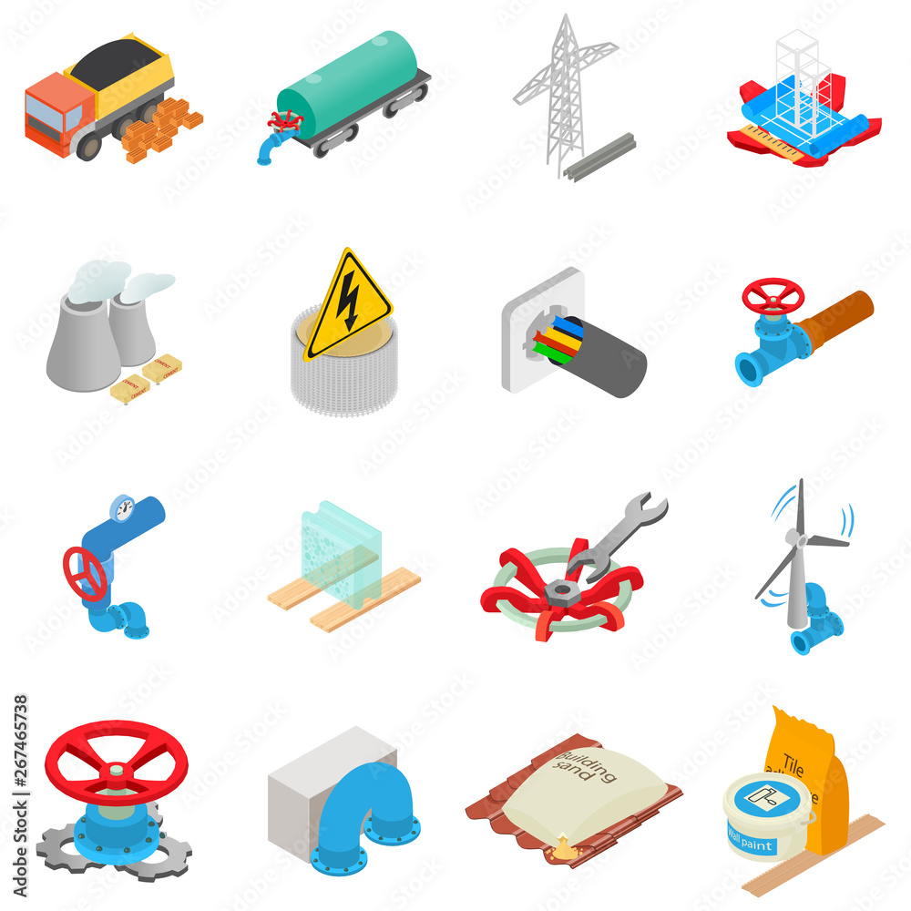 Physical material icons set. Isometric set of physical material vector ...
