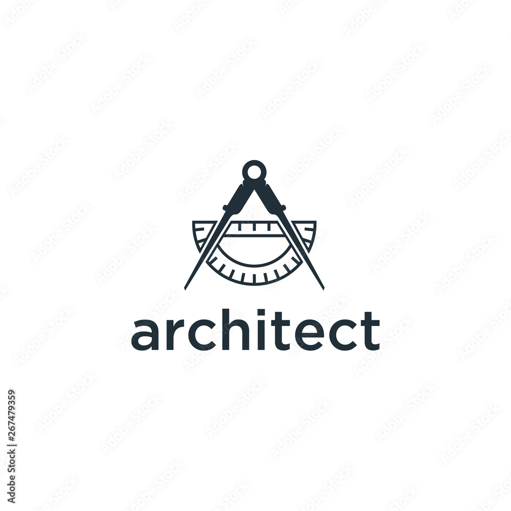Architect logo or Building. compass icon, divider vector illustration ...