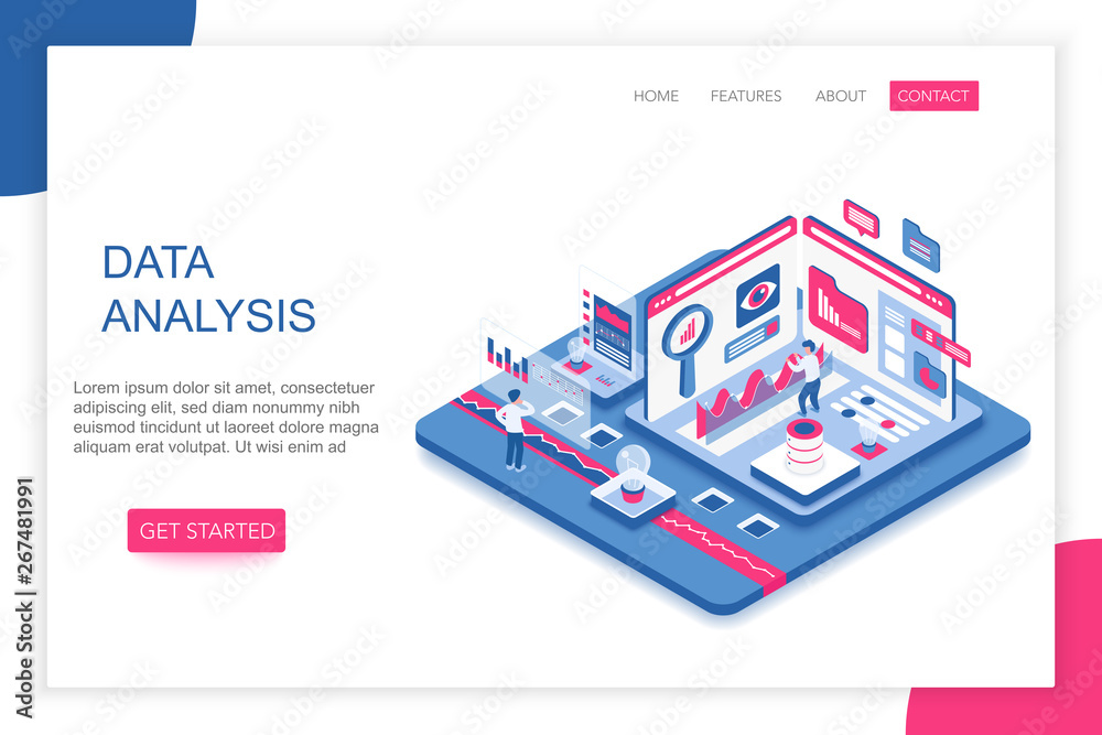 Data Analysis, big data analytics modern 3d isometric vector website ...
