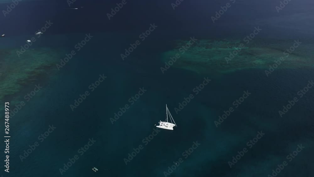 Video Stock HIGHT angle shot, Top view of the boat. Aerial View of a ...