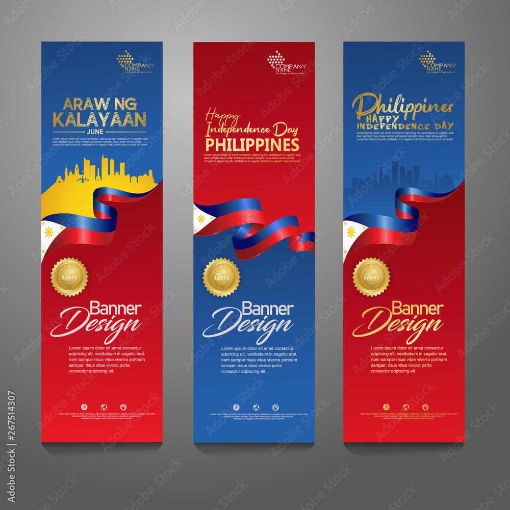 Set vertical banner design template. Happy Independence Day Philippines ...