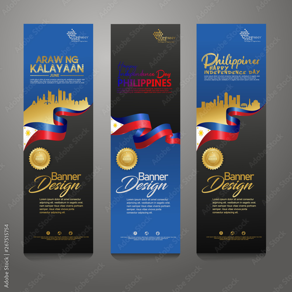 Set vertical banner design template. Happy Independence Day Philippines ...