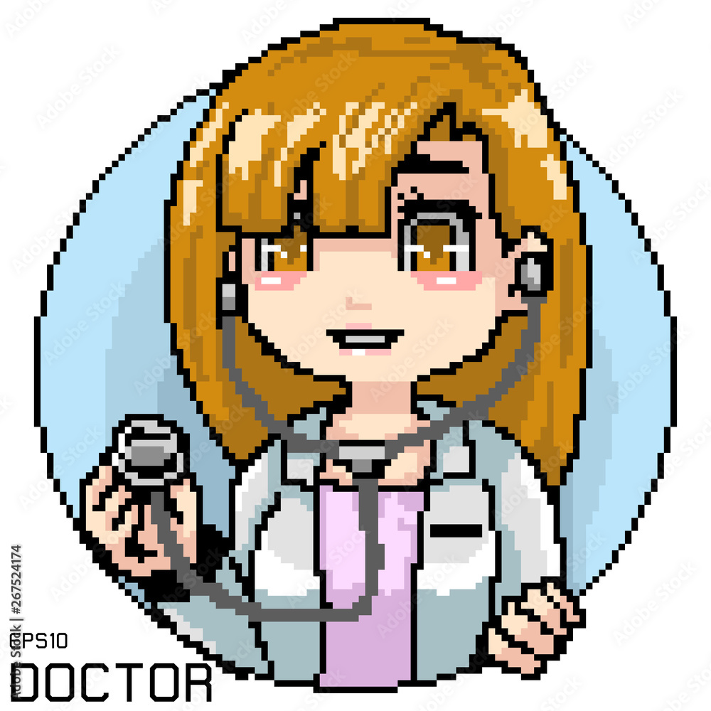 vector pixel art of a cute doctor Stock Vector | Adobe Stock