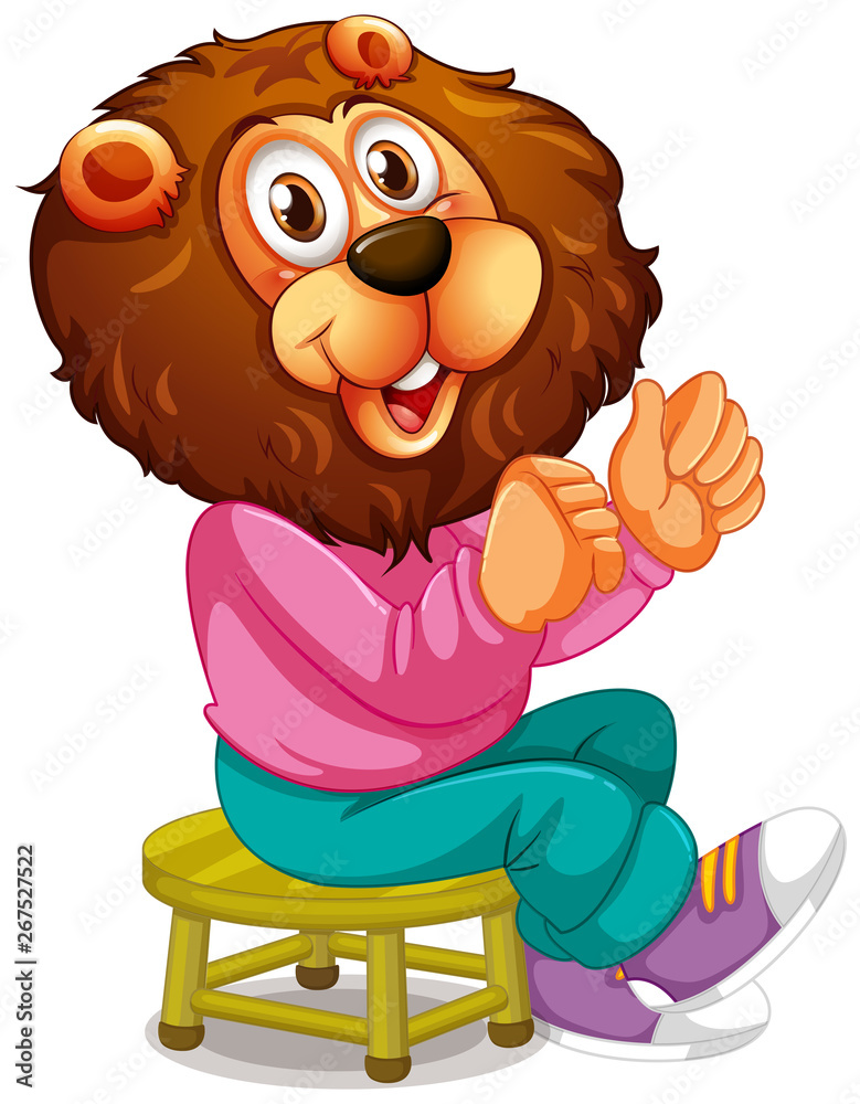Smiley lion cartoon character Stock Vector | Adobe Stock